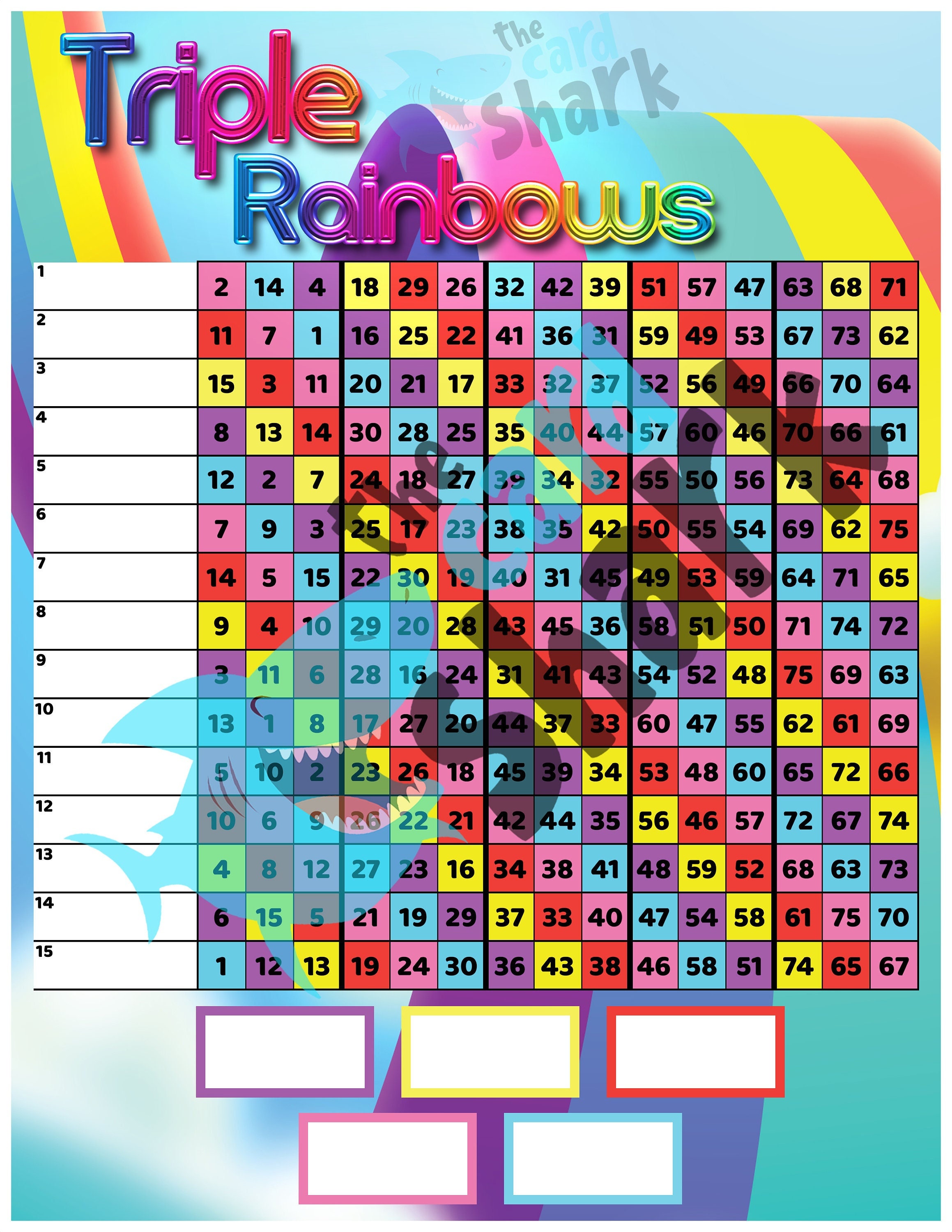 Triple Rainbows Triple Bingo Game Card Active - Etsy