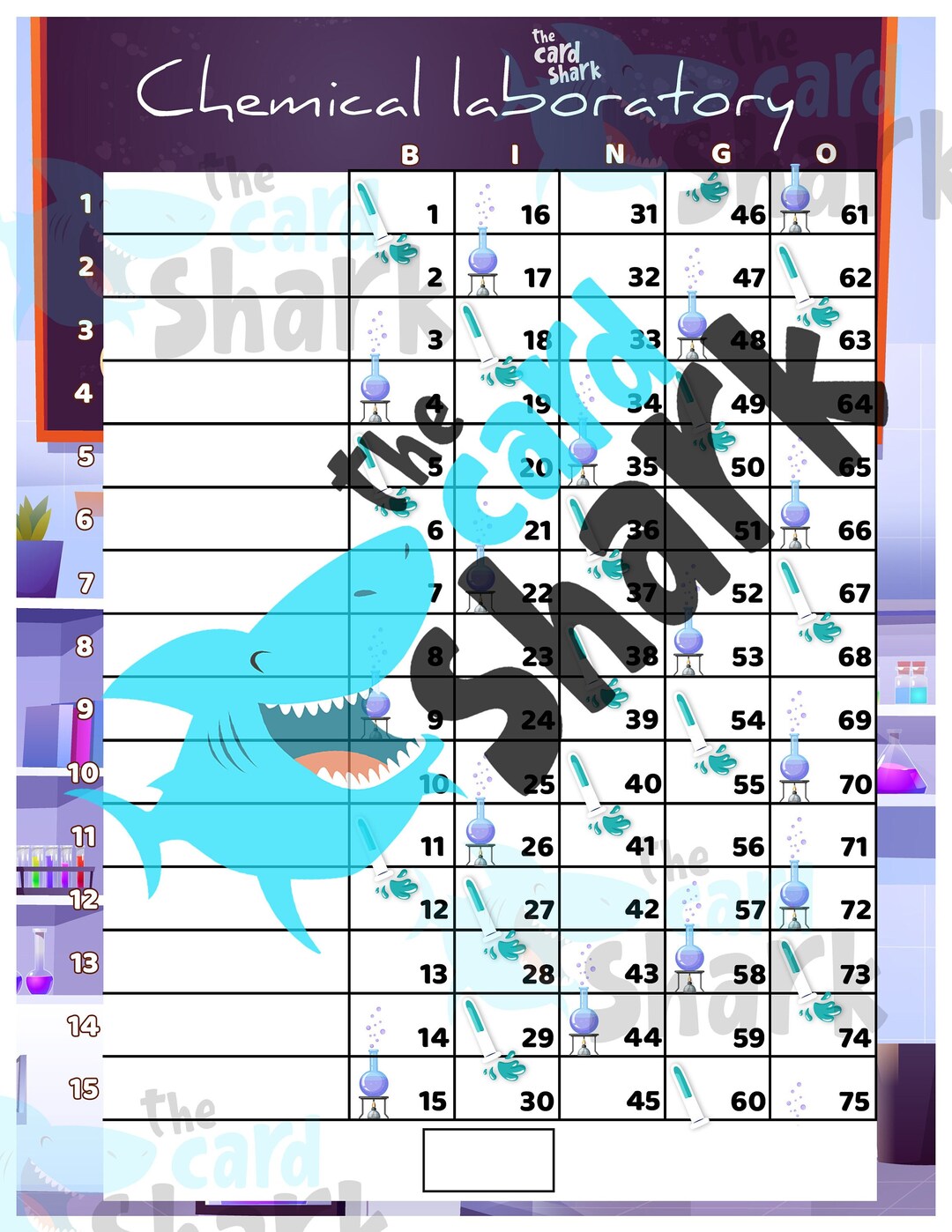 Chemical Laboratory Bingo Game Card (straight, Mixed and Blank) - Etsy