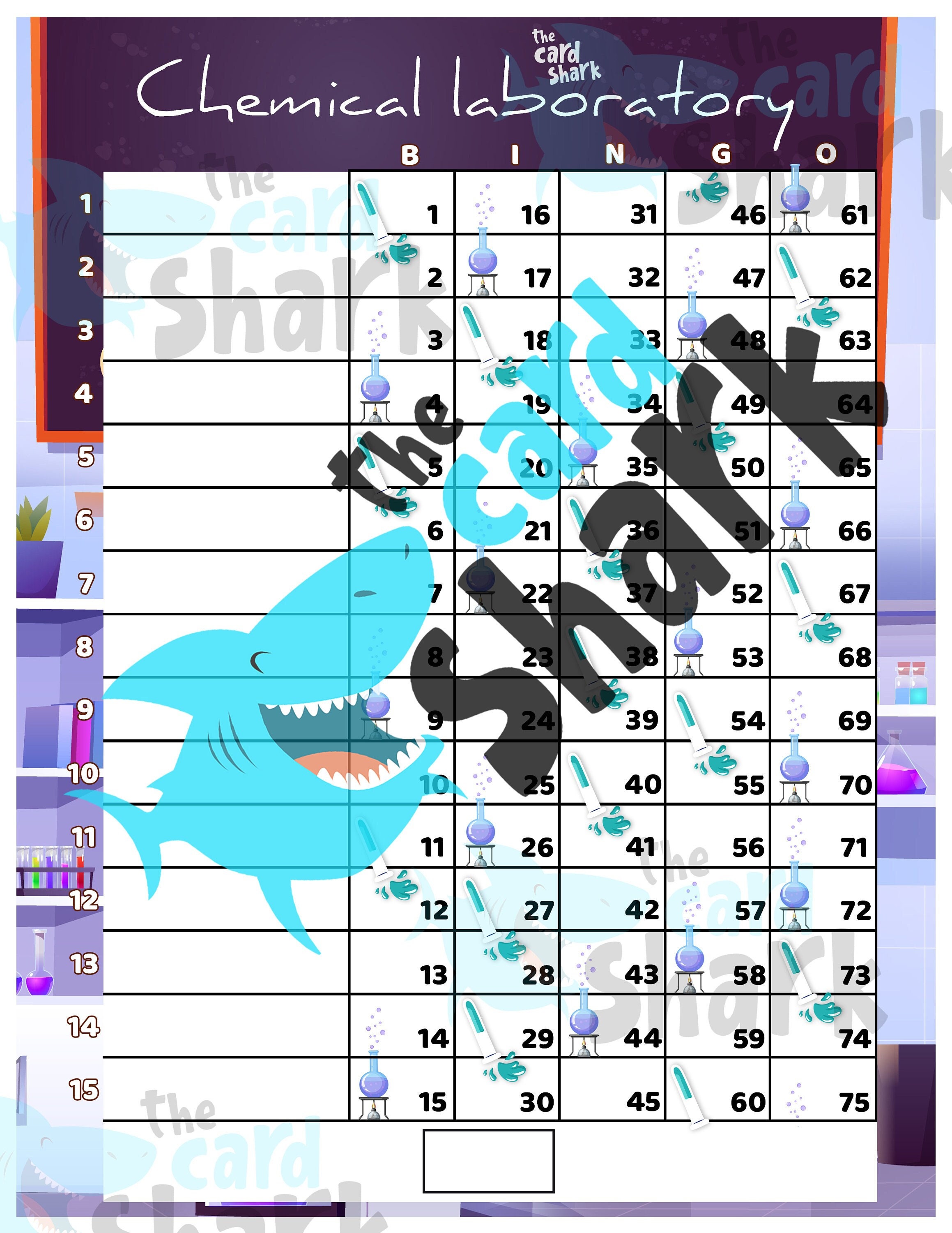 Chemical Laboratory Bingo Game Card straight, Mixed and Blank - Etsy
