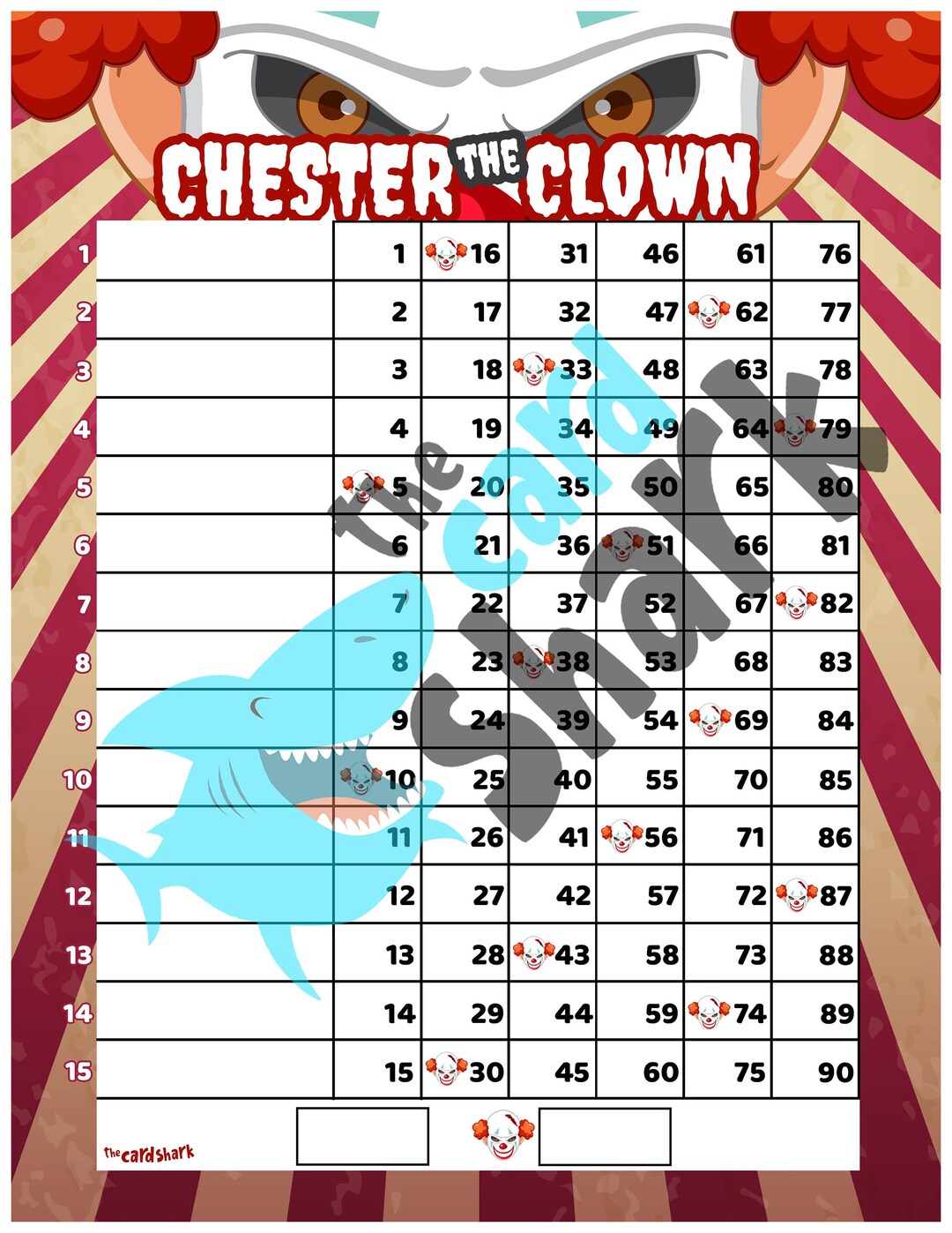 Chester the Clown Bingo (straight, Mixed and Blank) - Etsy