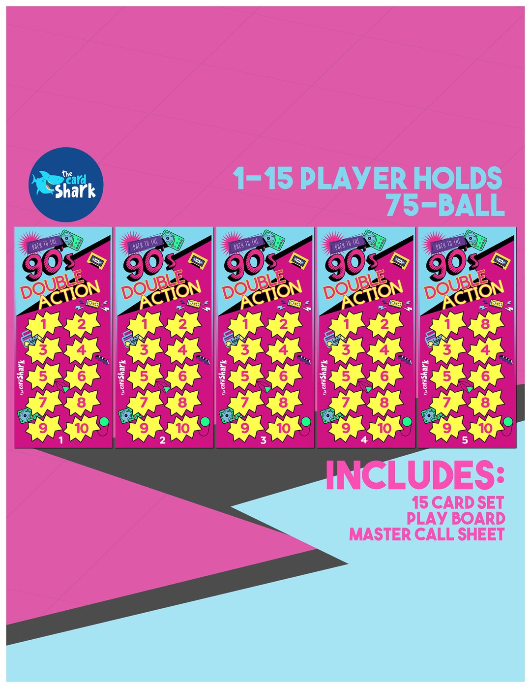 Back to the 90s - Double Action Holds - 15 Player Hold Bingo Card Game ...