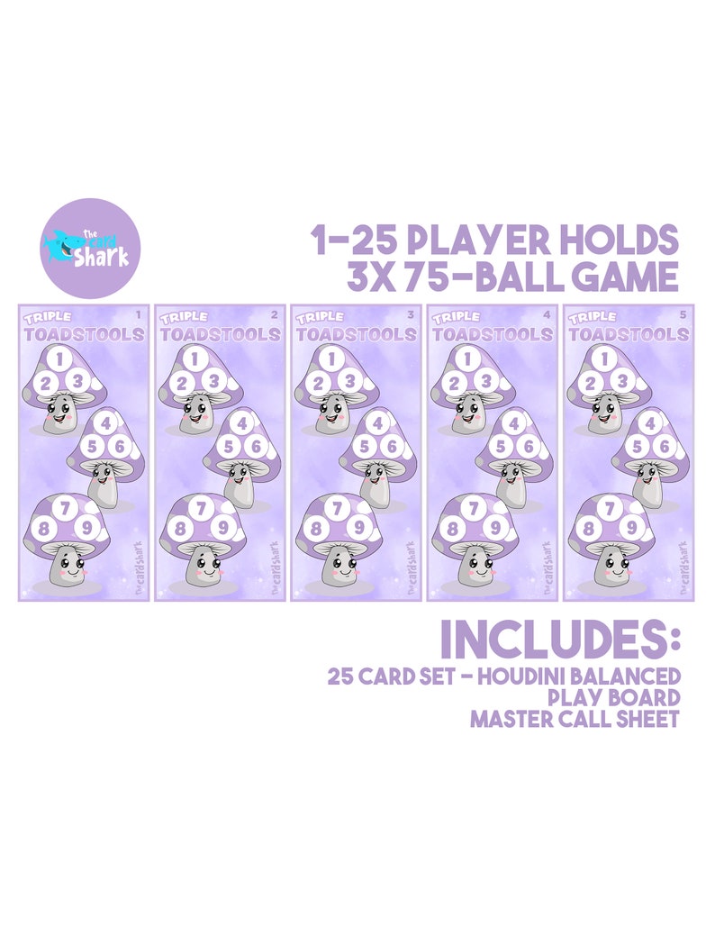 Triple Toadstools - 25 Player Triple Hold Bingo Card Game - Etsy Canada