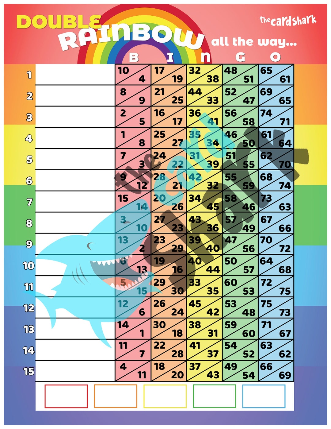 Double Rainbow Double Action Bingo Game Card - Etsy