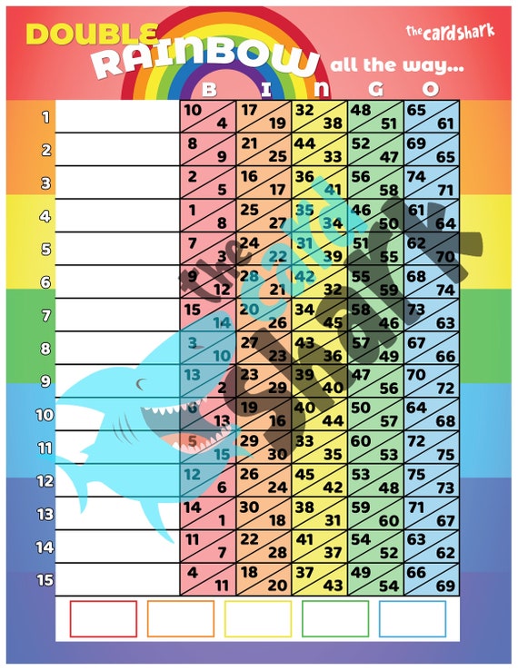 Double Rainbow Double Action Bingo Game Card - Etsy