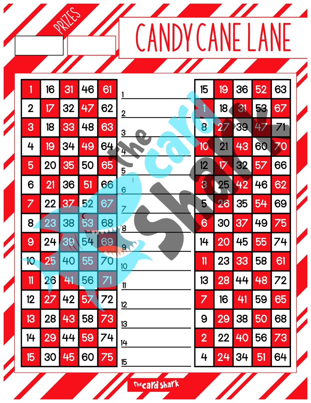 Candy Cane Lane Christmas Bingo Game Card - Etsy