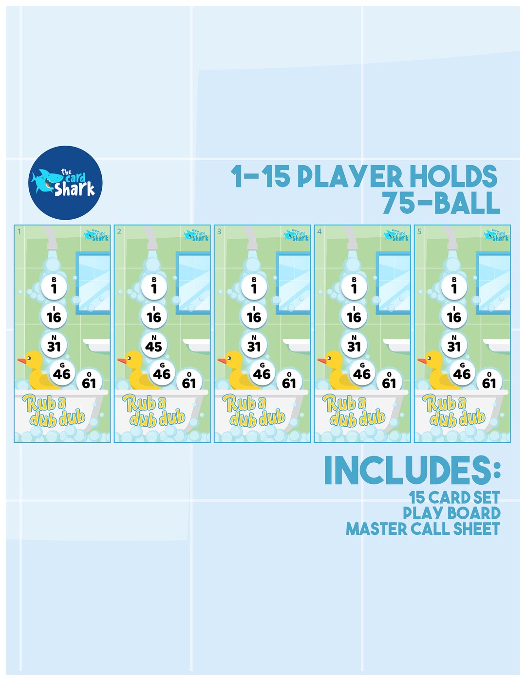 Rub A Dub Dub - 15 Player Hold Bingo Card Game - Etsy