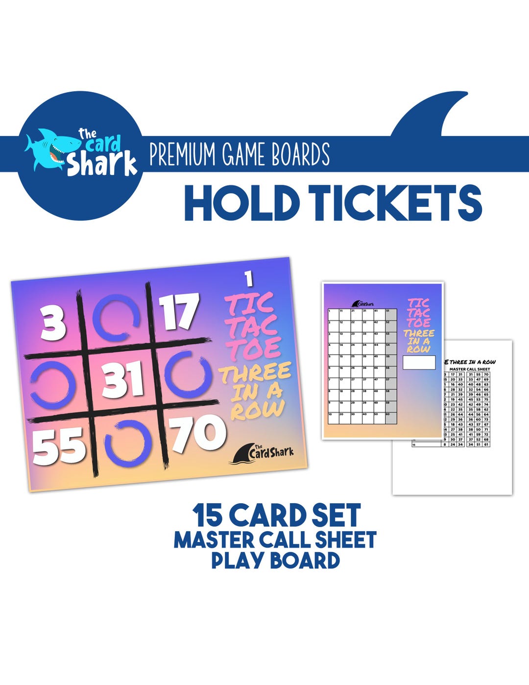 Tic Tac Toe Three in A Row - 15 Player Hold Bingo Card Game - Etsy