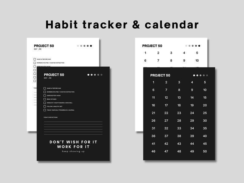 PROJECT 50 Challenge Bundle - Habit Checklist, Calendar, Wallpaper and ...