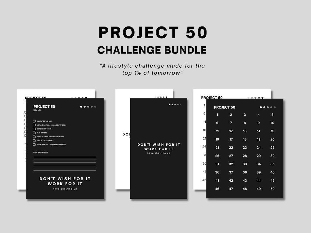PROJECT 50 Challenge Bundle - Habit Checklist, Calendar, Wallpaper and Poster - Etsy