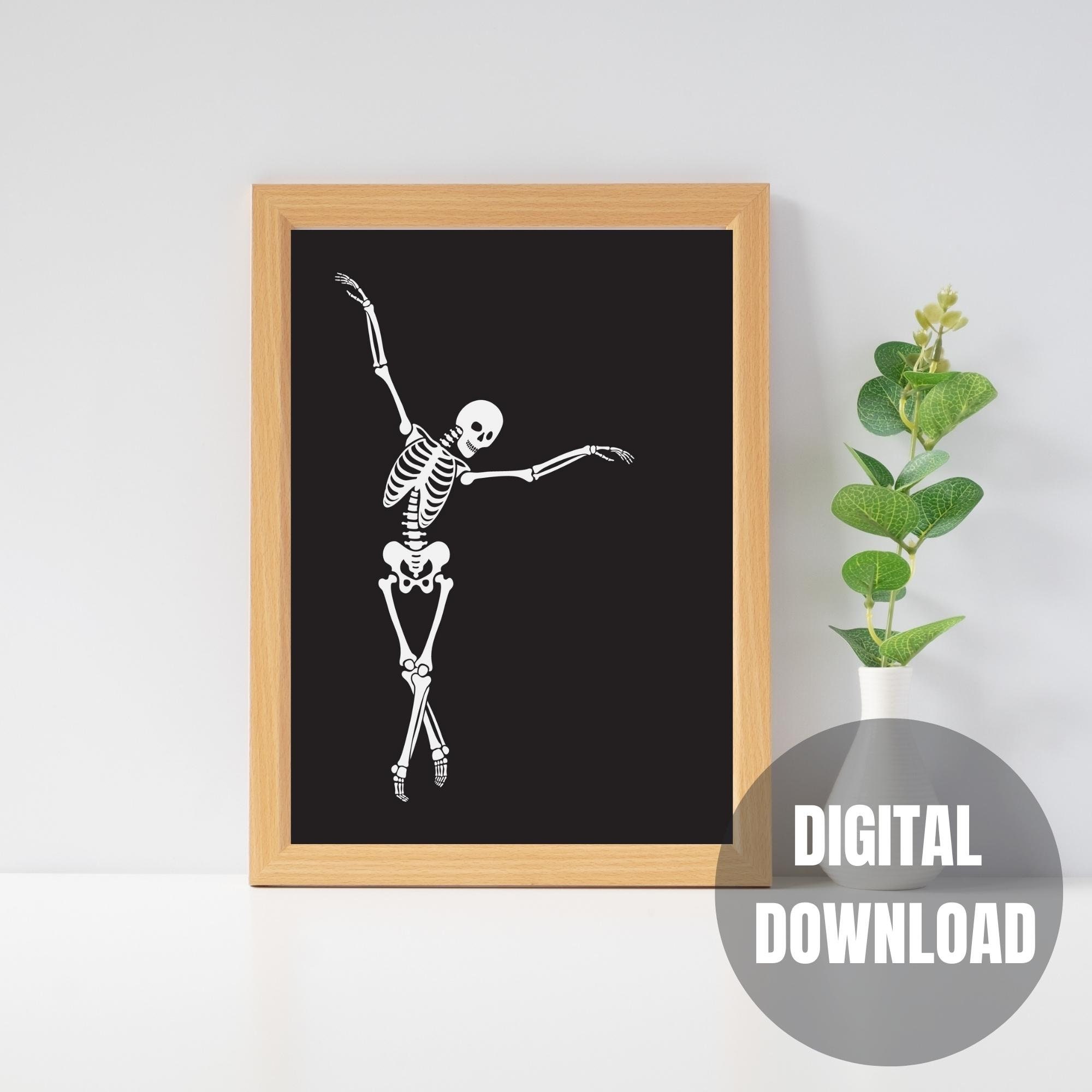 Skeleton Poster Dancing Skull Print Art Gothic Wall Decor Ballerina ...