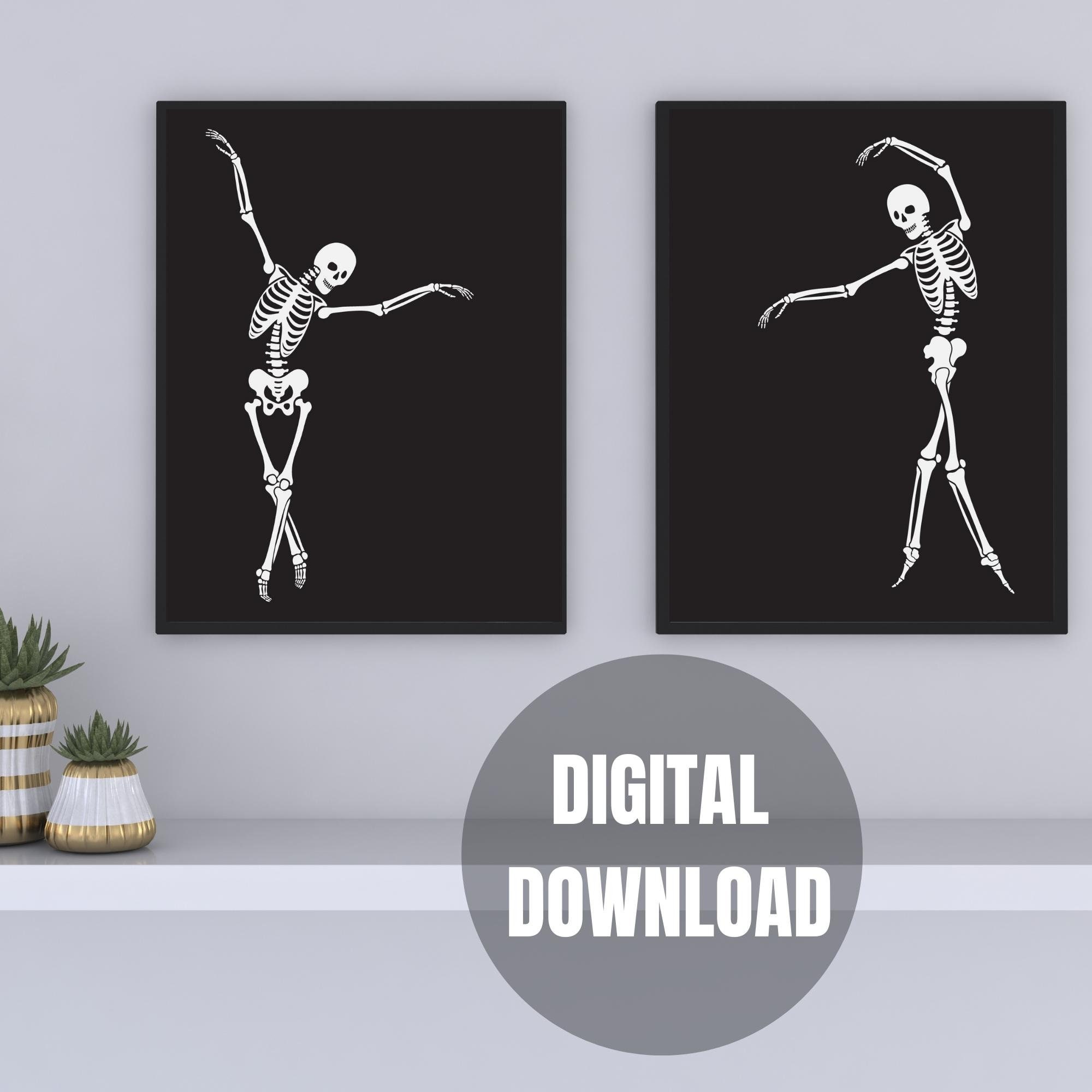 Skeleton Poster - Dancing Skull Print Art - Gothic Wall Decor ...