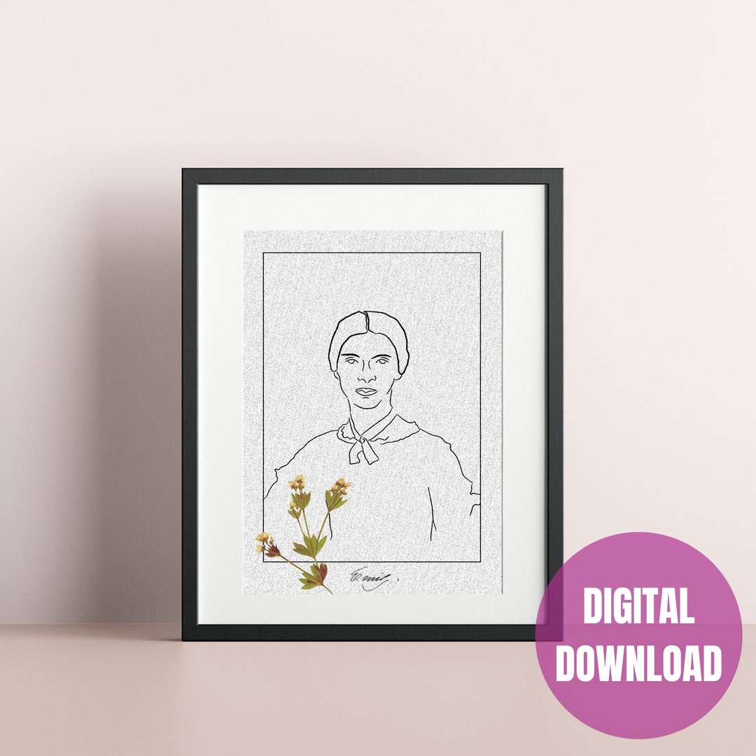 Emily Dickinson Art Print, Poetry Lover, Famous Author Line Art ...
