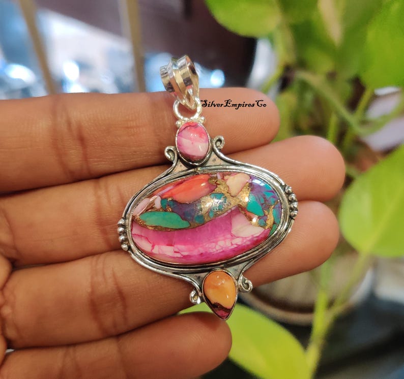 Kingmen Turquoise Gemstone Pendant, Handmade Pendant, 925 Sterling ...