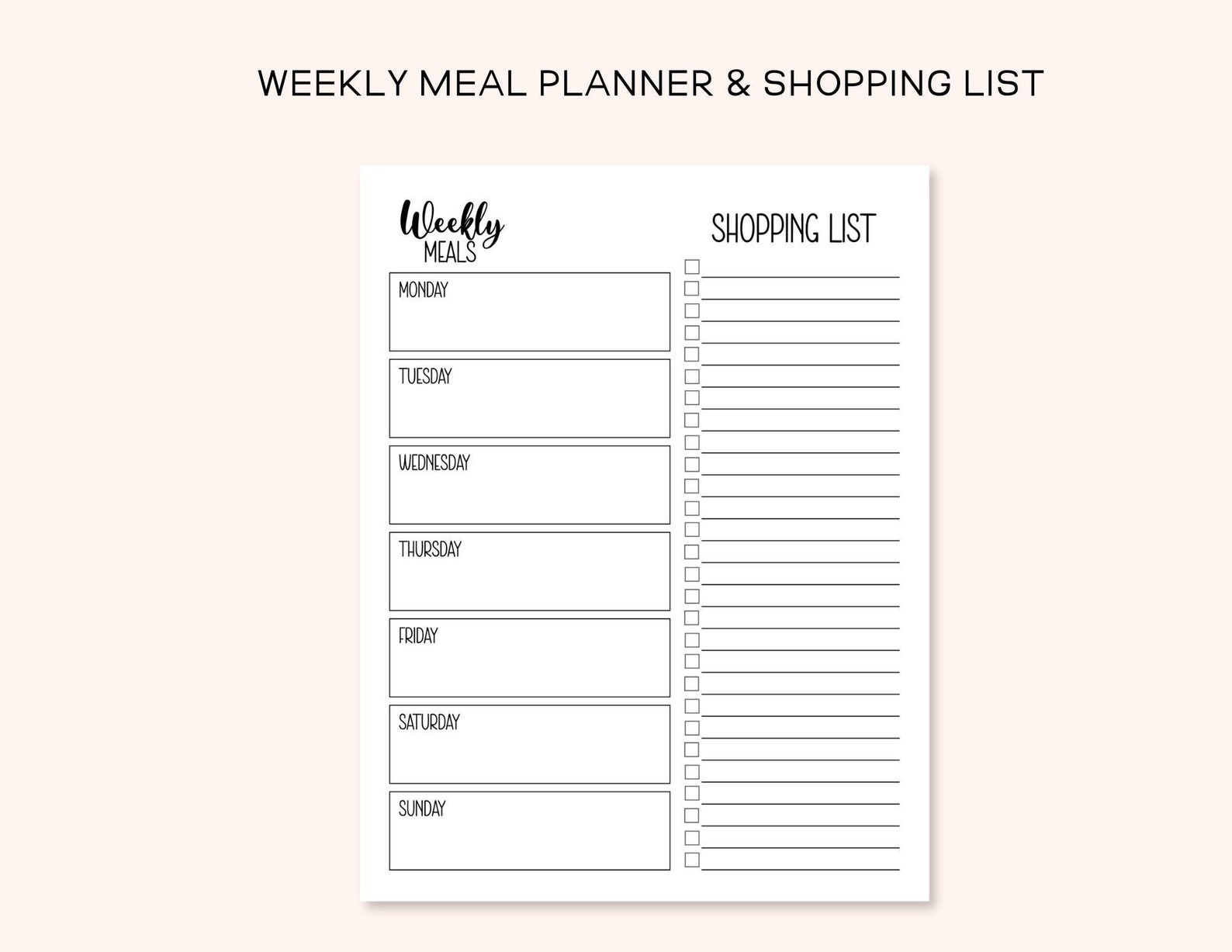 Weekly Meal Planner, Shopping List, Grocery List, Meal Planning ...