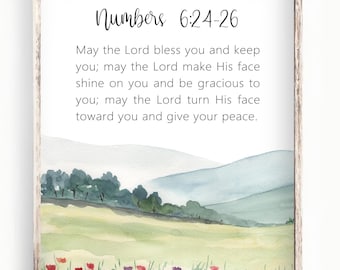 Handwritten Numbers 6:24-26 Bible Verse Art - Etsy