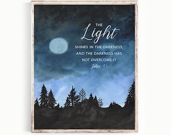 John 1:5 the Light Shines in the Darkness Bible Quote Art - Etsy