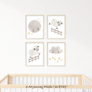 Counting Sheep Prints, Nursery Decor, Neutral Nursery Decor, Printable ...
