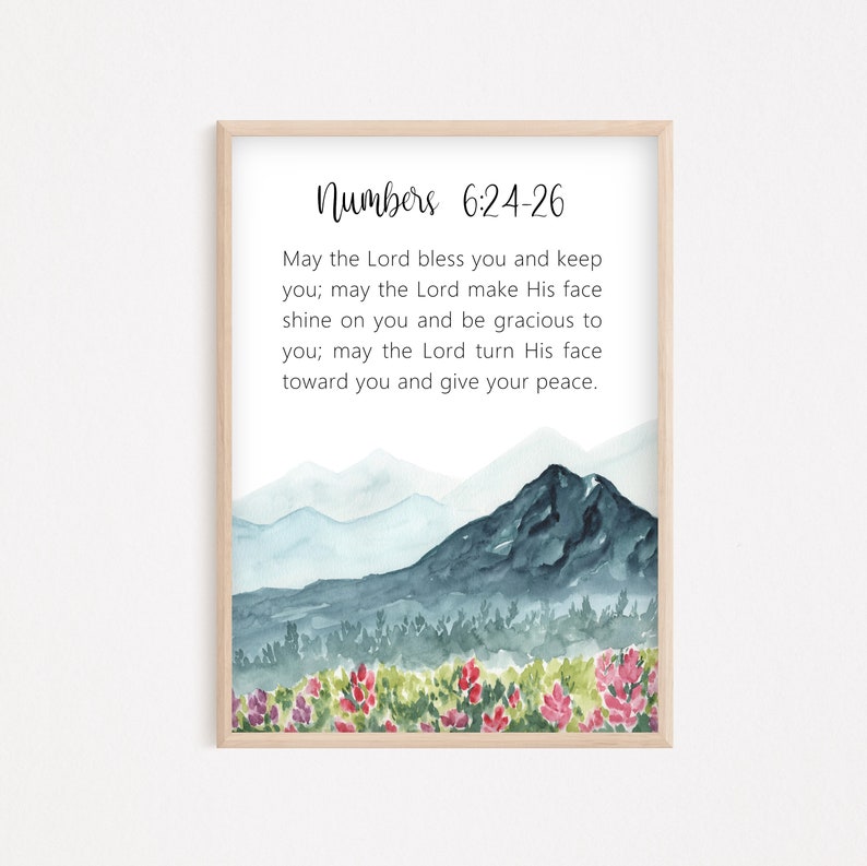 Bible Verse Printable Wall Art Numbers 6:24-26 May the Lord Bless You ...