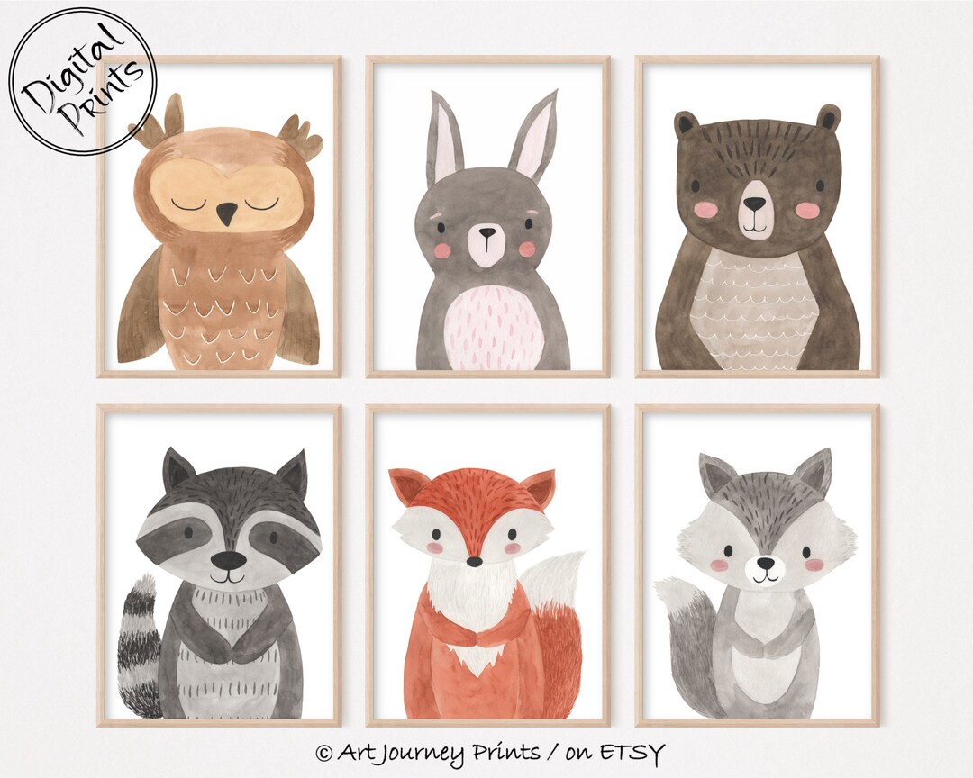 Woodland Nursery Prints, Woodland Animals Prints, Gender Neutral ...