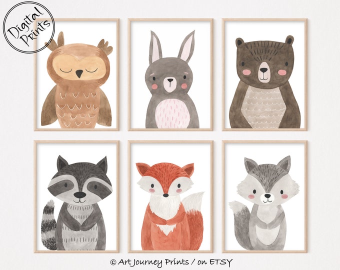 PRINTABLE 5X7 Woodland Animal Signs Set of 8, Woodland Nursery Signs ...