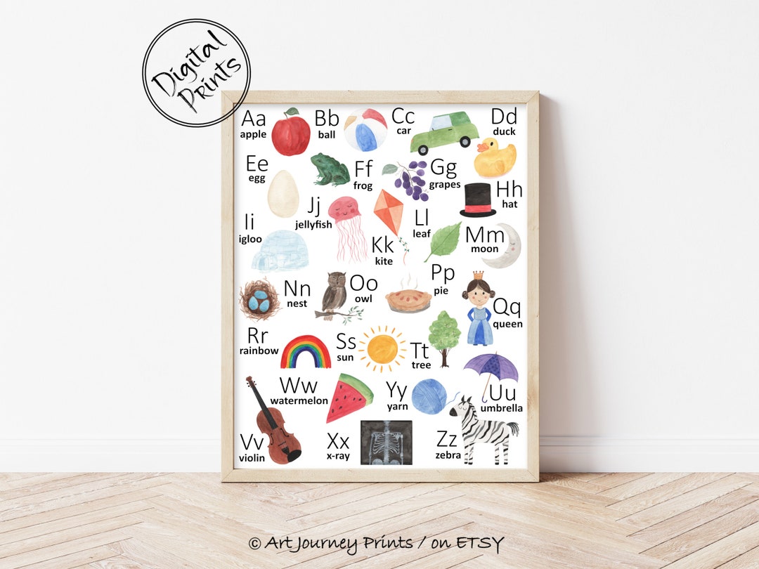 Nursery Print, Educational Alphabet Poster, Sight Words Alphabet Poster ...