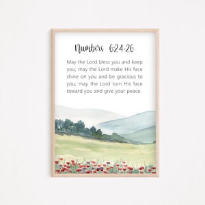 Bible Verse Printable Wall Art Numbers 6:24-26 May the Lord Bless You ...
