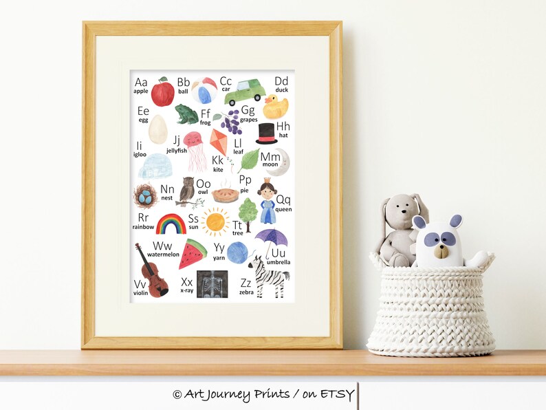 Nursery Print, Educational Alphabet Poster, Sight Words Alphabet Poster ...