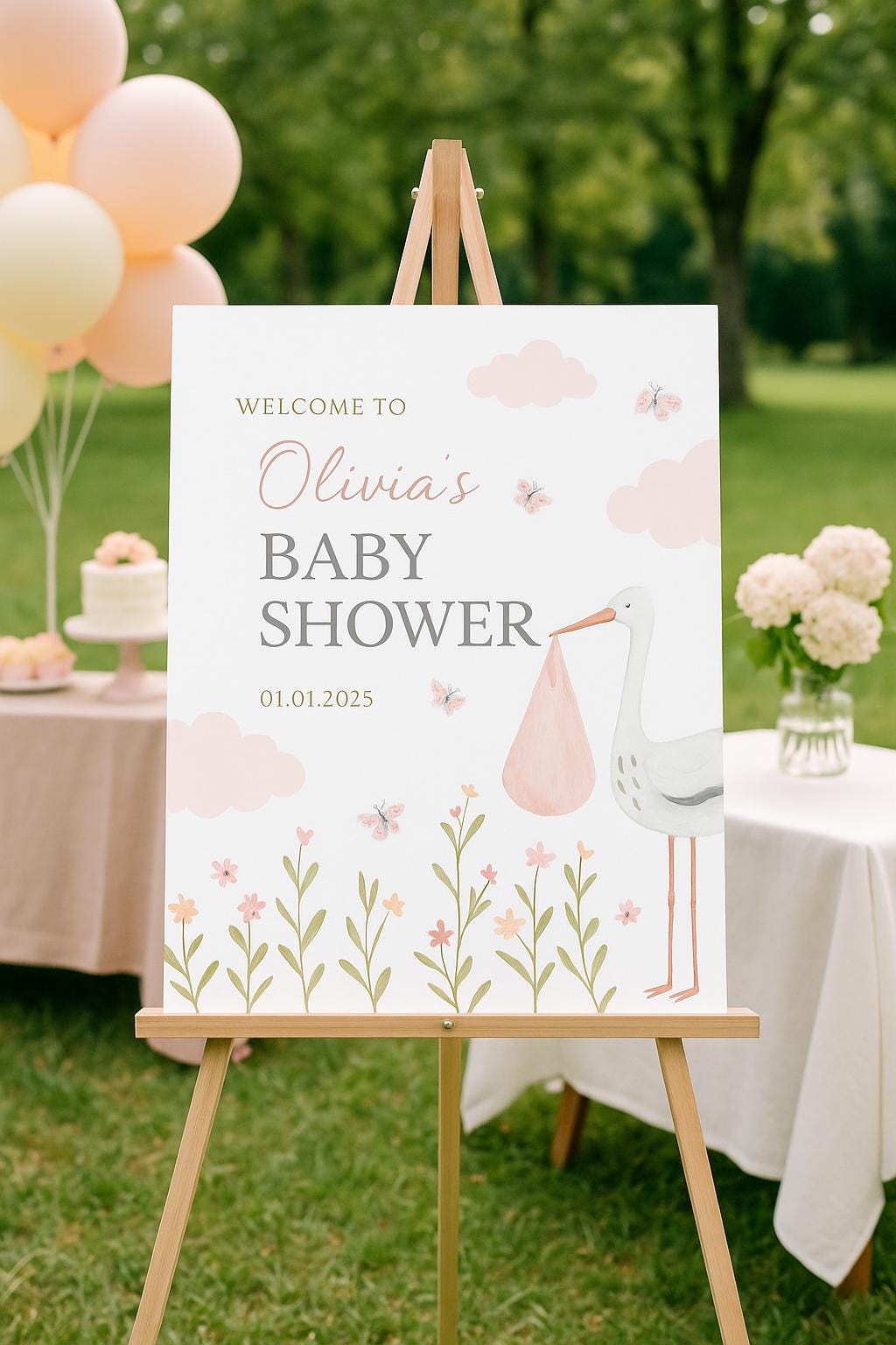 Editable Baby Girl Shower Welcome Sign Template | A1 Canva Sign ...