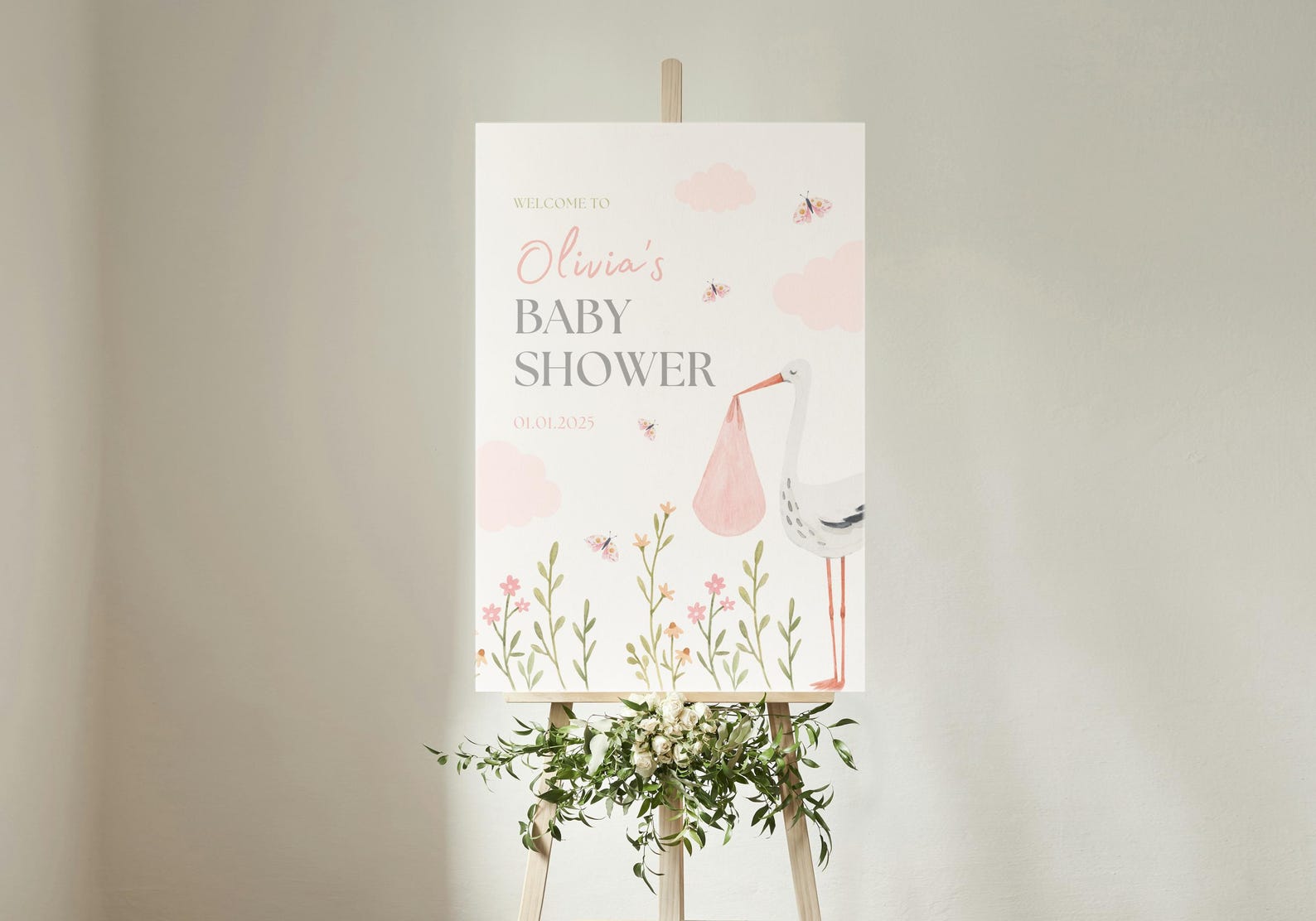 Editable Baby Girl Shower Welcome Sign Template | A1 Canva Sign ...