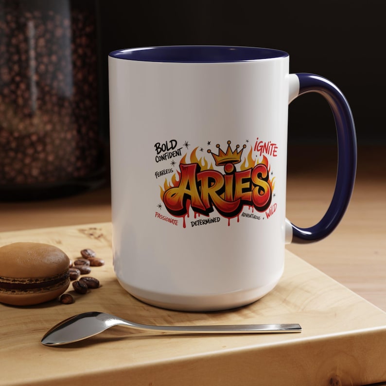Aries Zodiac Graffiti Mug | Fiery Astrology Coffee Cup | Bold Aries ...
