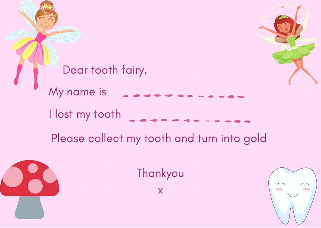 Tooth Fairy Letter Digital Print PDF - Etsy