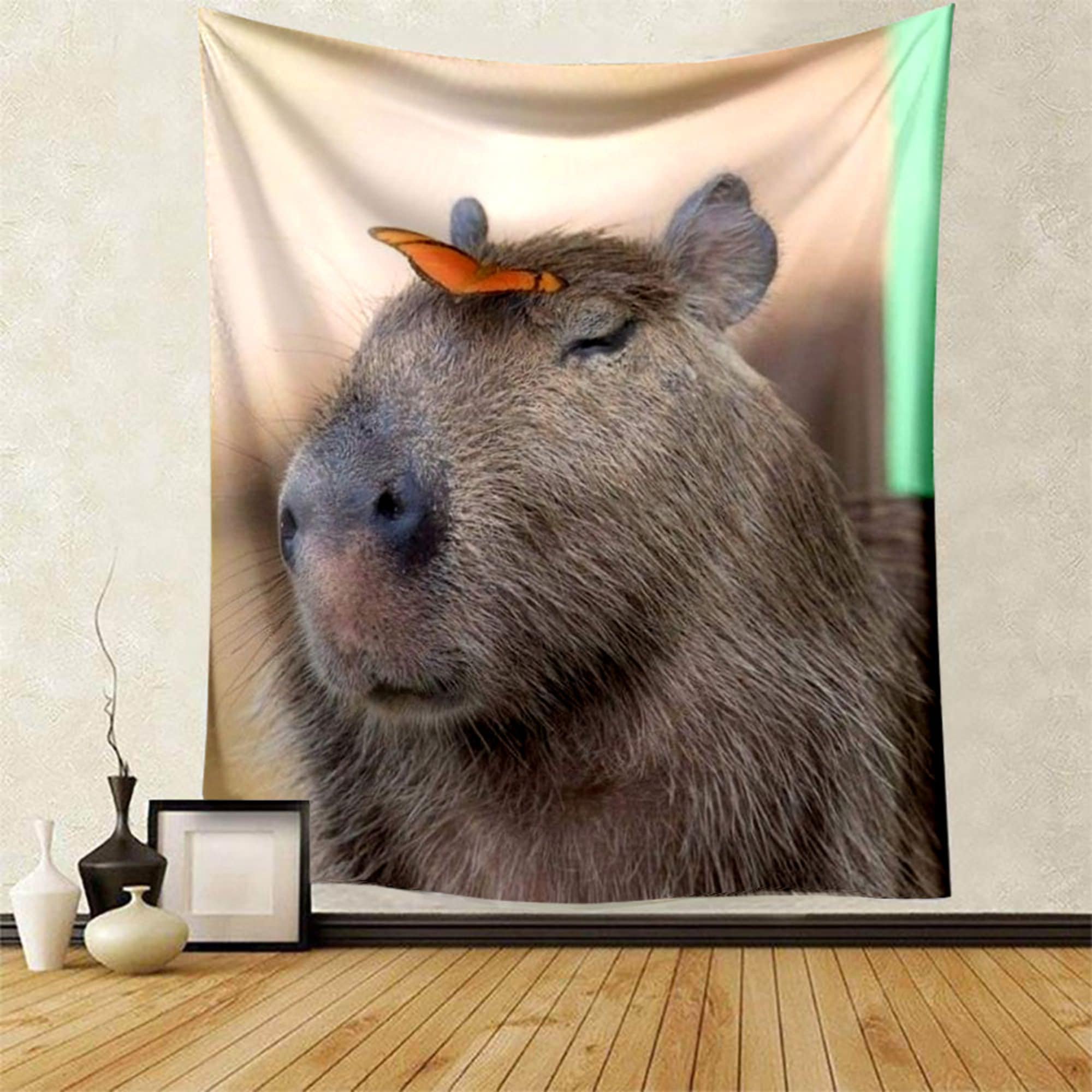 Capybara Club Wall Tapestry, Humor Funny Cartoons Wall Hanging Meme ...