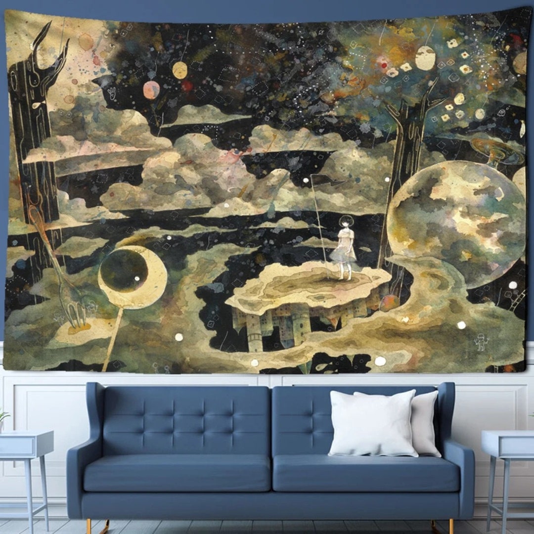 Cartoon Illustration Tapestry Wall Hanging Psychedelic Astrology ...