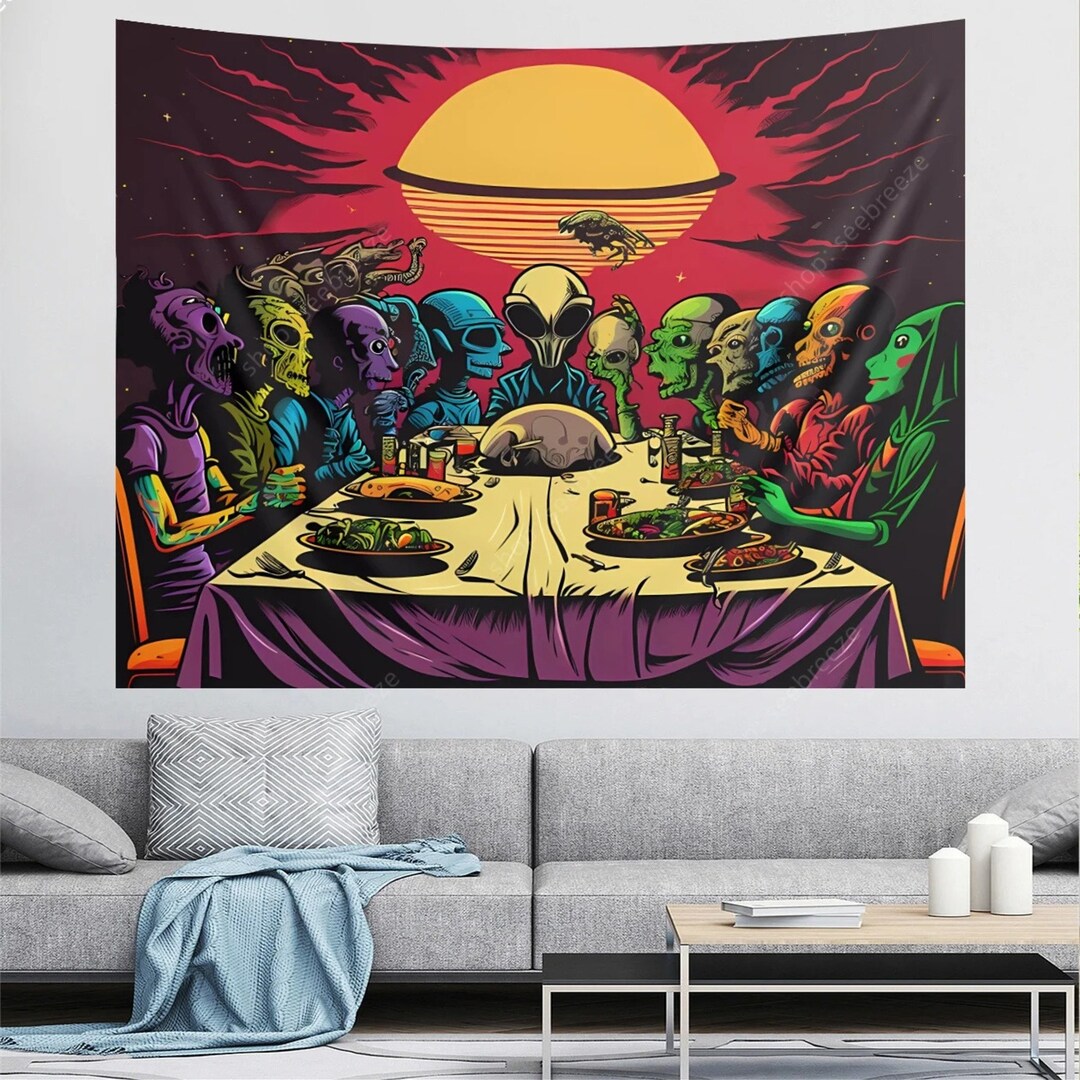 Aliens Tapestry the Last Supper Wall Art , Tapestry Decor for Room ...