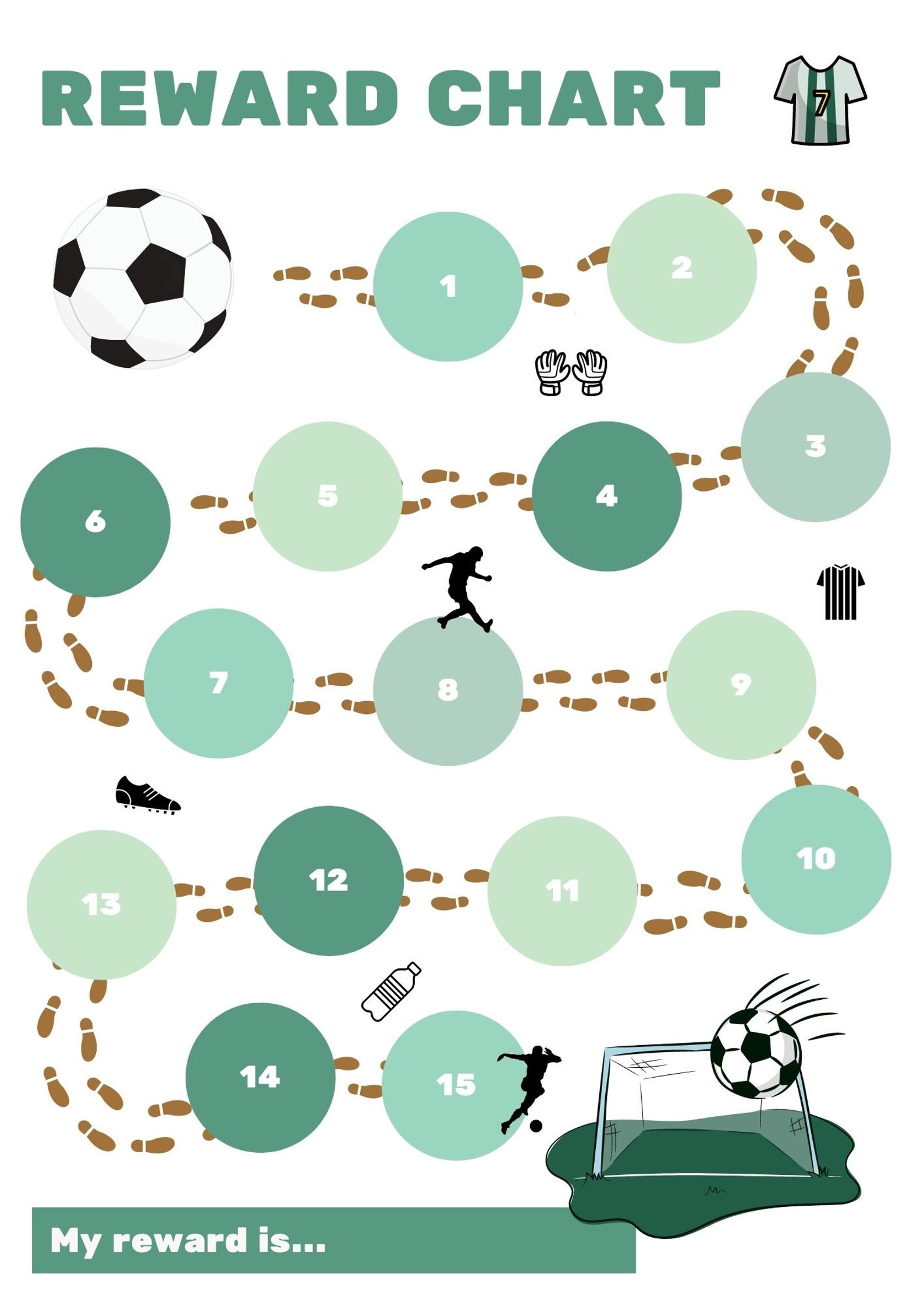 Printable Children's Reward Chart, Football Theme Motivation for Kids ...