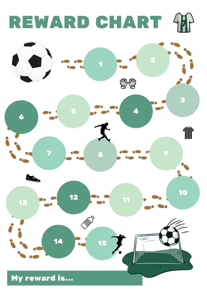 Printable Children's Reward Chart, Football Theme Motivation for Kids ...