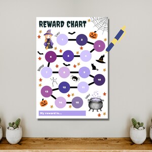 Printable Children's Reward Chart, Halloween Theme, Motivation for Kids ...