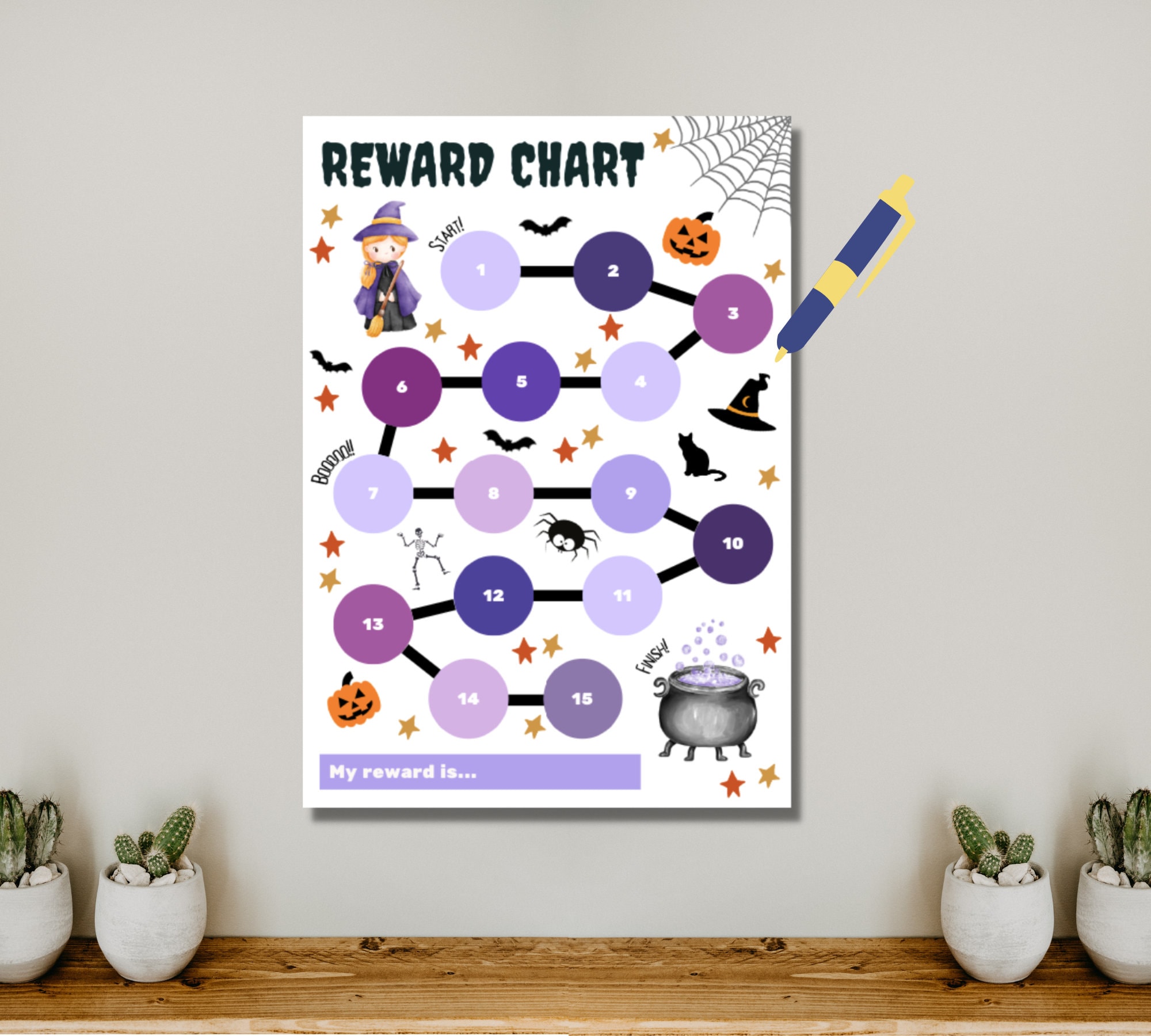 Printable Children's Reward Chart, Halloween Theme, Motivation for Kids ...