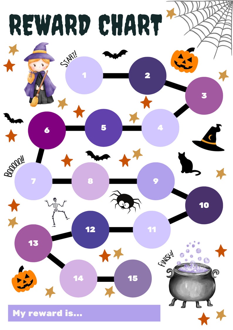 Printable Children's Reward Chart, Halloween Theme, Motivation for Kids ...