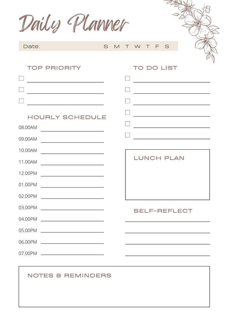 Printable PDF Daily Life Planner Hourly Schedule Planner for - Etsy