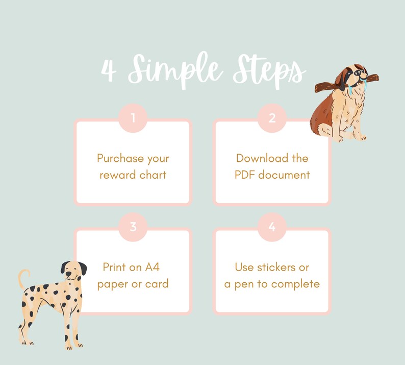 Printable Children's Reward Chart, Dog Theme Motivation for Kids, Home ...