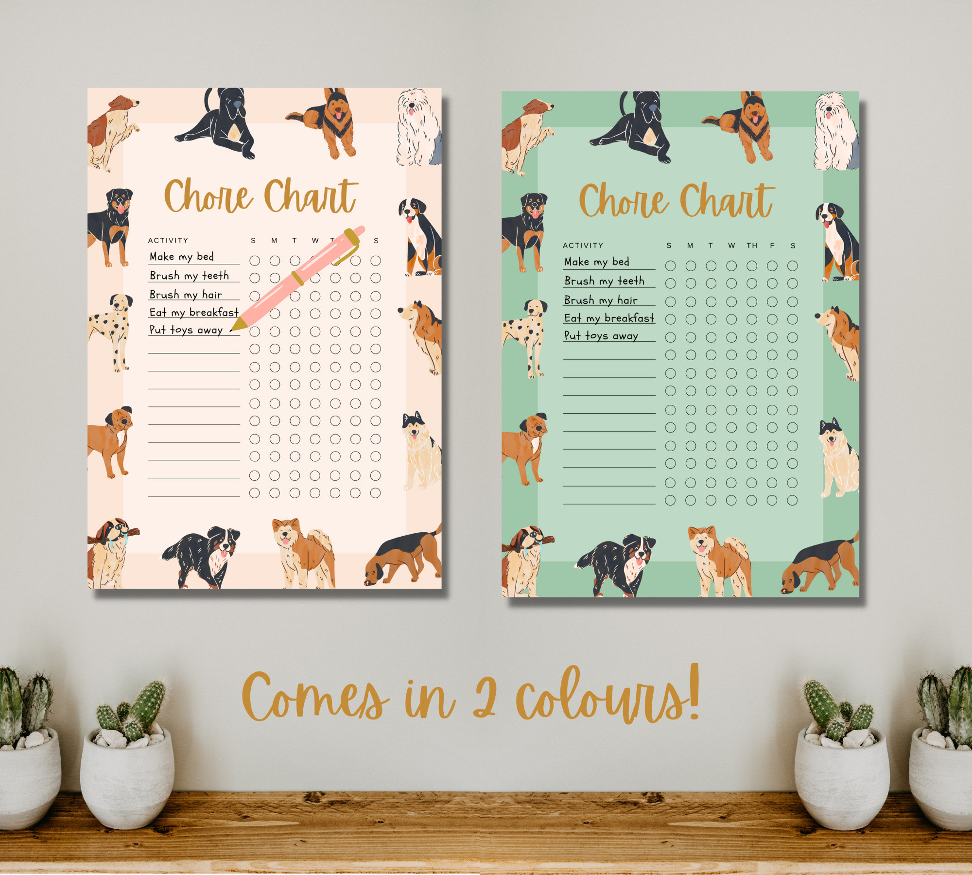Printable Children's Chore/jobs Chart, Dog Theme Motivation for Kids ...