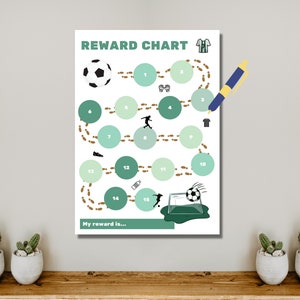 Printable Children's Reward Chart, Football Theme Motivation for Kids ...