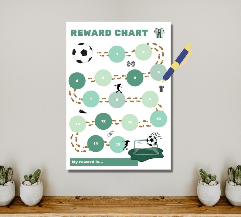 Printable Children's Reward Chart, Football Theme Motivation for Kids ...