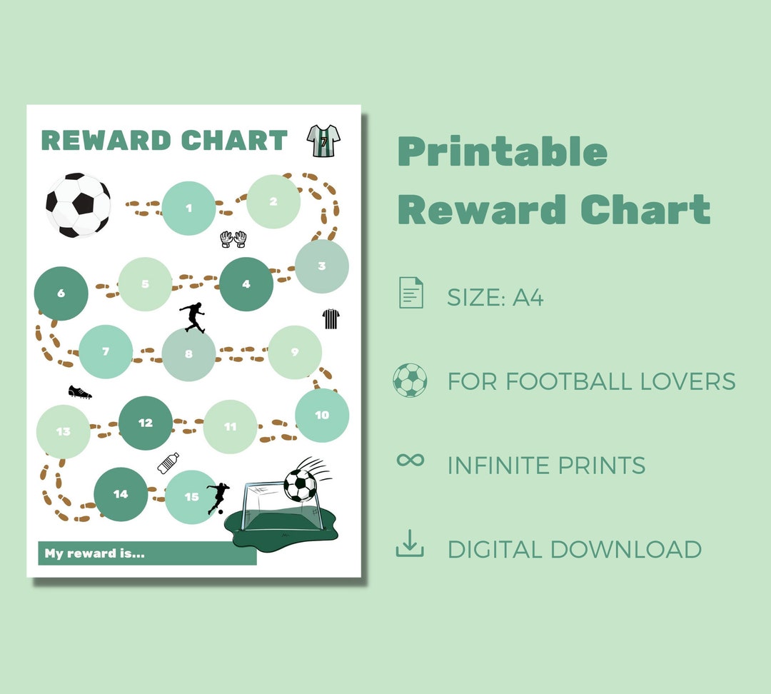 Printable Children's Reward Chart, Football Theme Motivation for Kids ...