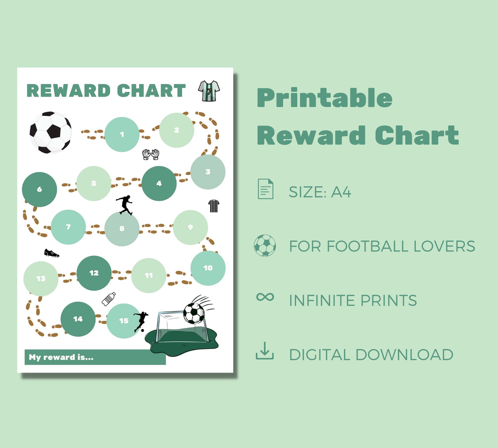 Printable Children's Reward Chart Football Theme - Etsy