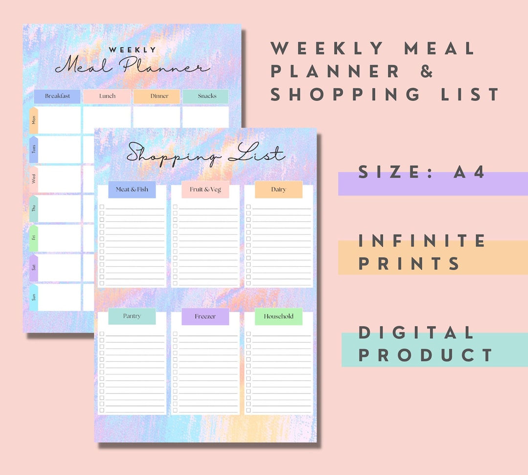 Printable Weekly Meal Planner and Shopping List, Healthy Meal Planning ...