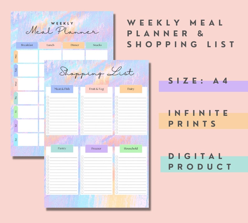 Printable Weekly Meal Planner and Shopping List, Healthy Meal Planning ...