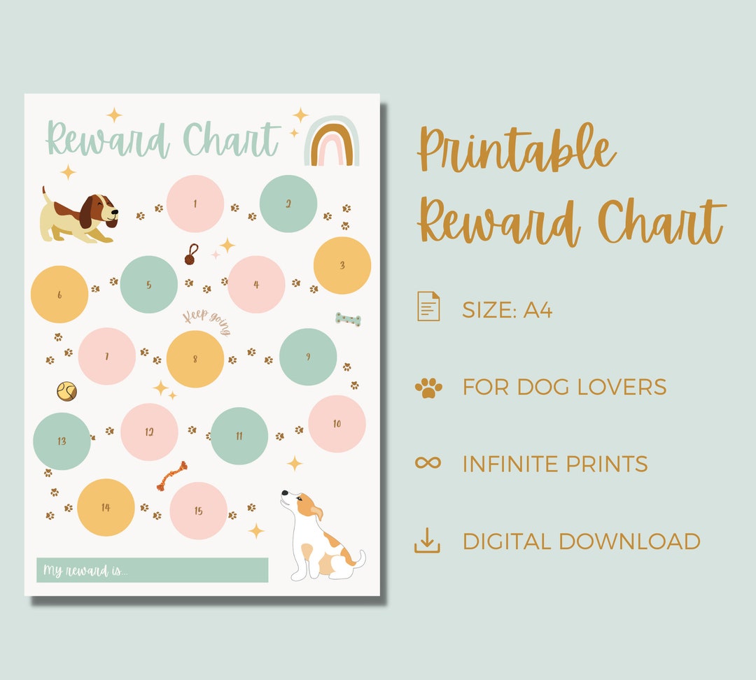 Printable Children's Reward Chart, Dog Theme Motivation for Kids, Home ...