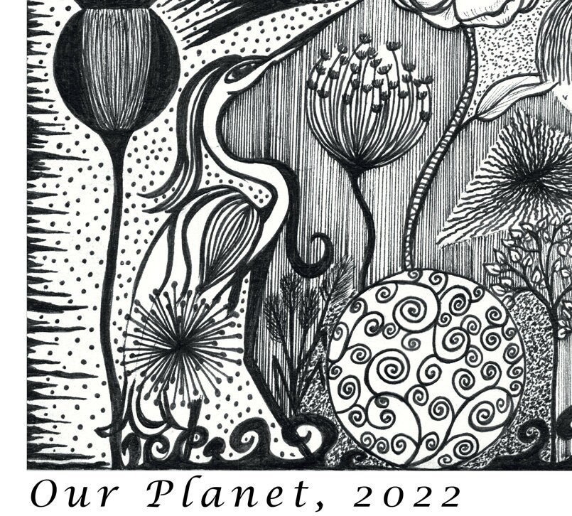 Our Planet. Black and White Maximalist Wall Art, Abstract Modern Line ...
